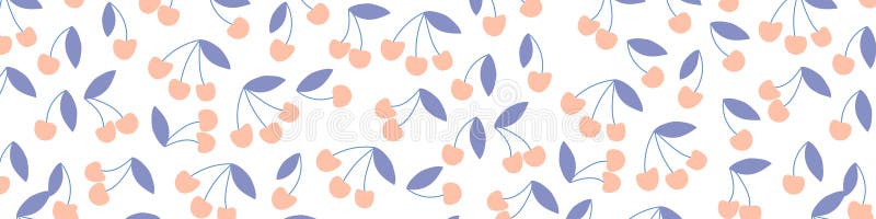 Cute Cherries with Leaves Pattern Illustration on White Background ...