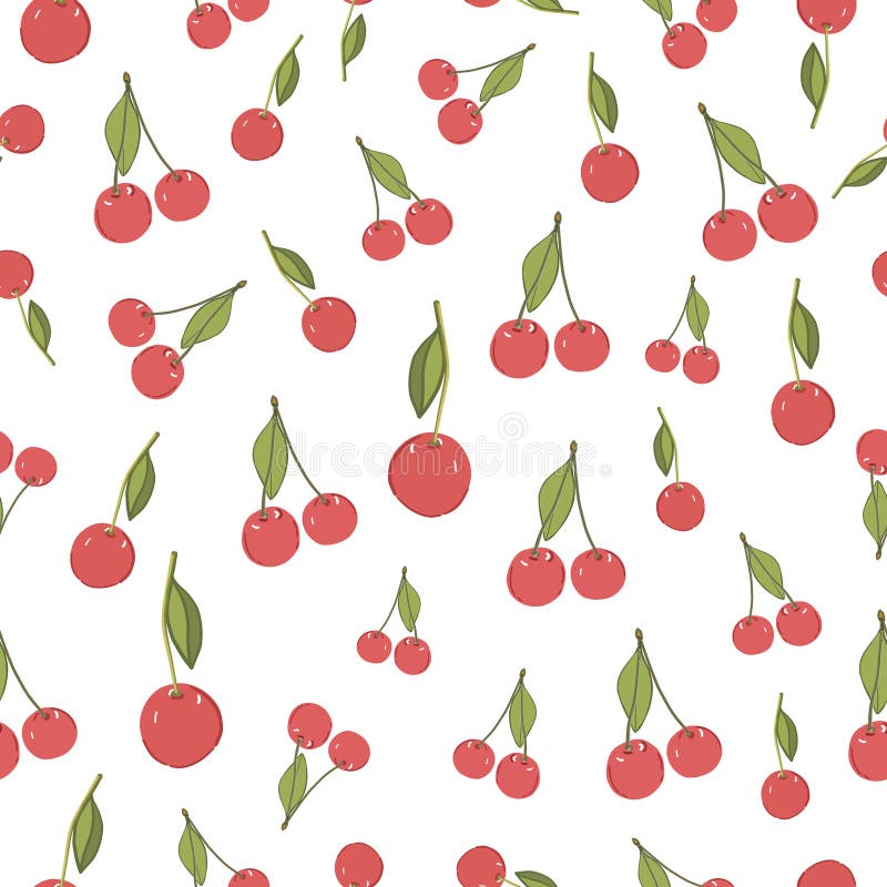 Cute Cherries Seamless Fabric Design Pattern Stock Vector ...