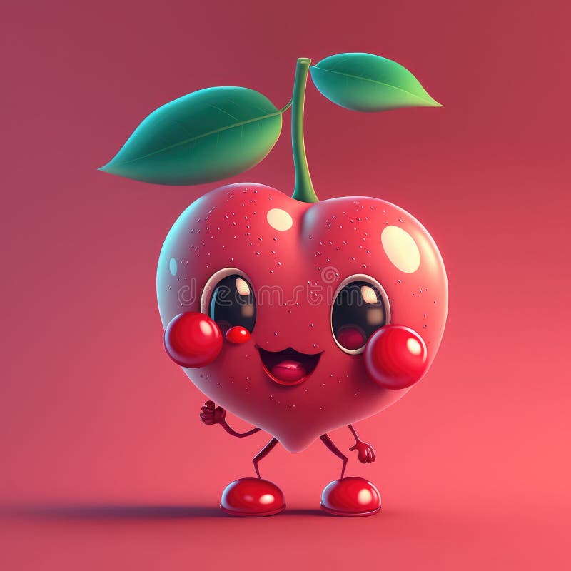 Cute cherry character stock illustration. Illustration of fruit - 269564719
