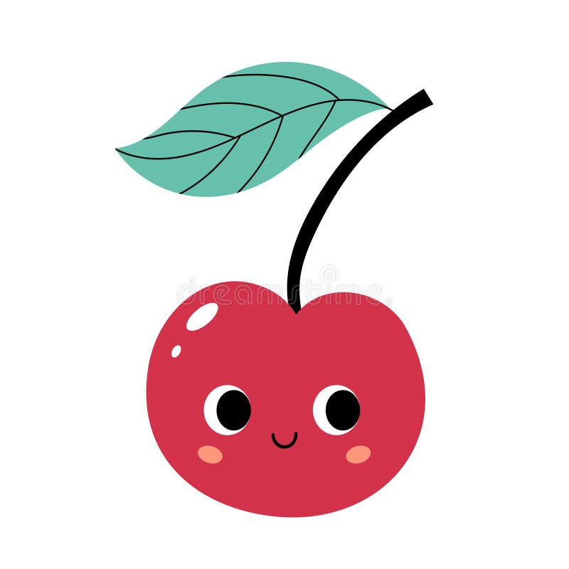 Cute Red Cherry Seamless Pattern in Doodle Style. Vector Hand Drawn ...