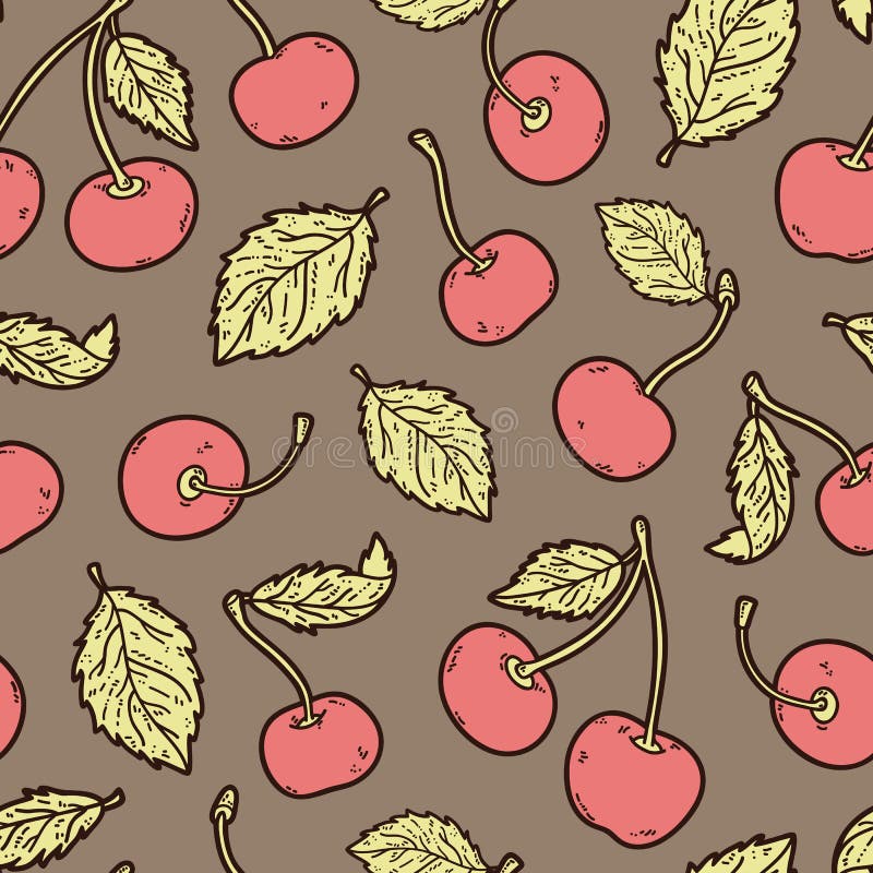 Cute cherry pattern. stock vector. Illustration of design - 53844503