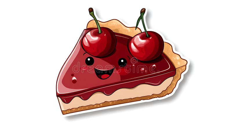 Cute Cherry Pie Slice Sticker for Creative Projects Stock Illustration ...