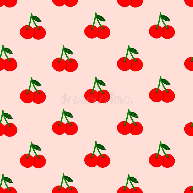 Cute Cherry Seamless Pattern Stock Illustration - Illustration of ...