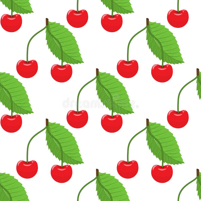 Cute Cherry Seamless Pattern with Flat and Solid Color Style. Good for ...