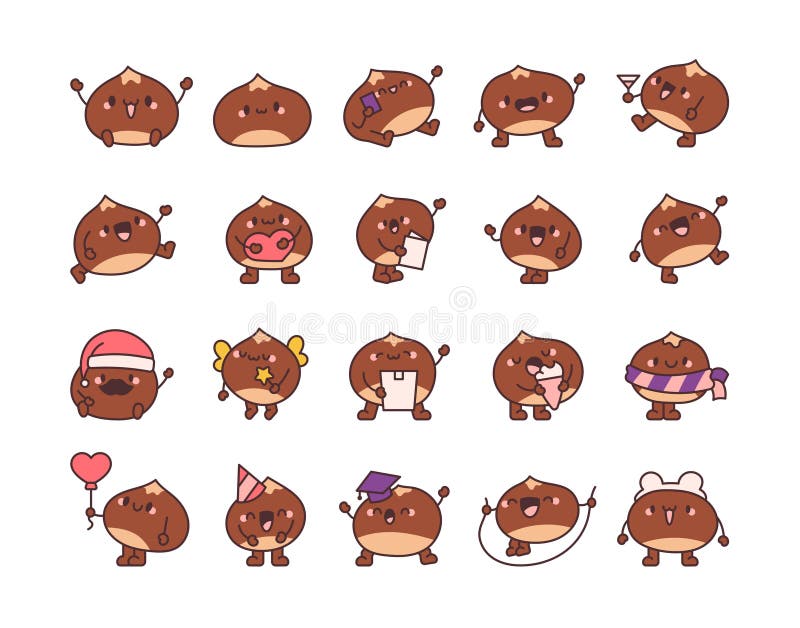 Cute Chestnut Character. Friendly Cartoon Nut Stock Vector ...