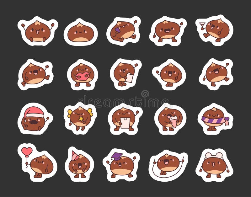 Cute Chestnut Character. Sticker Bookmark Stock Vector - Illustration ...