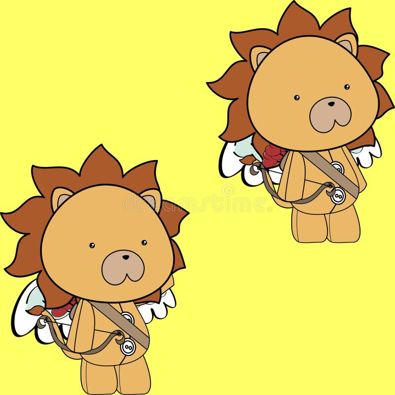 Cute Chibi Angel Lion Character Kid Cartoon Pack Collection Stock ...