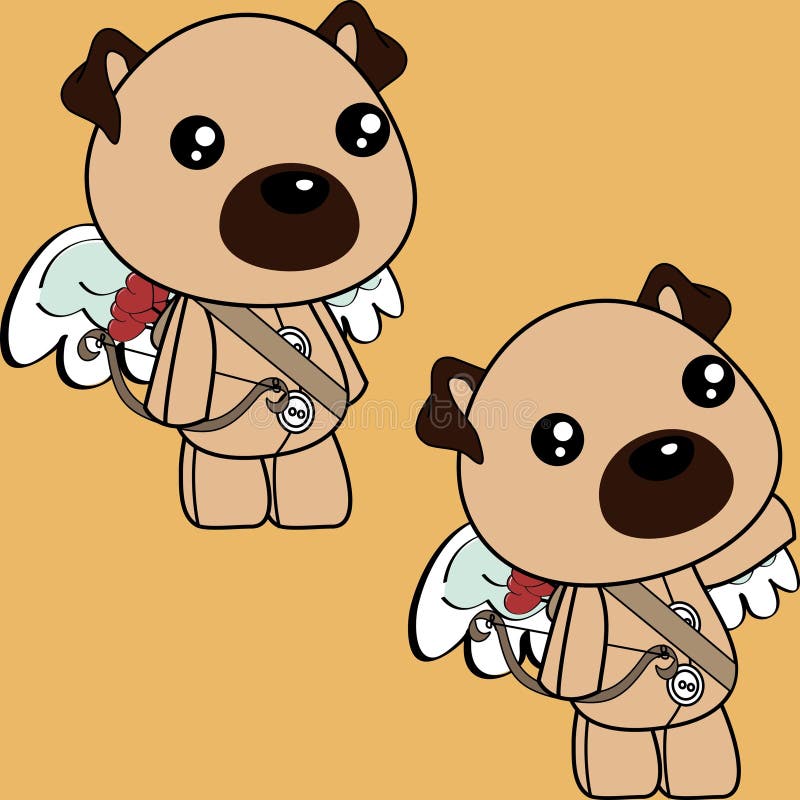 Cute Chibi Angel Pug Dog Character Kid Cartoon Pack Collection Stock Vector - Illustration of ...