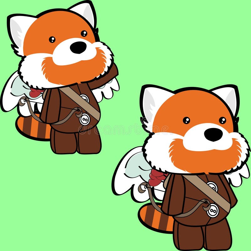 Cute Chibi Angel Red Panda Character Kid Cartoon Pack Collection Stock ...