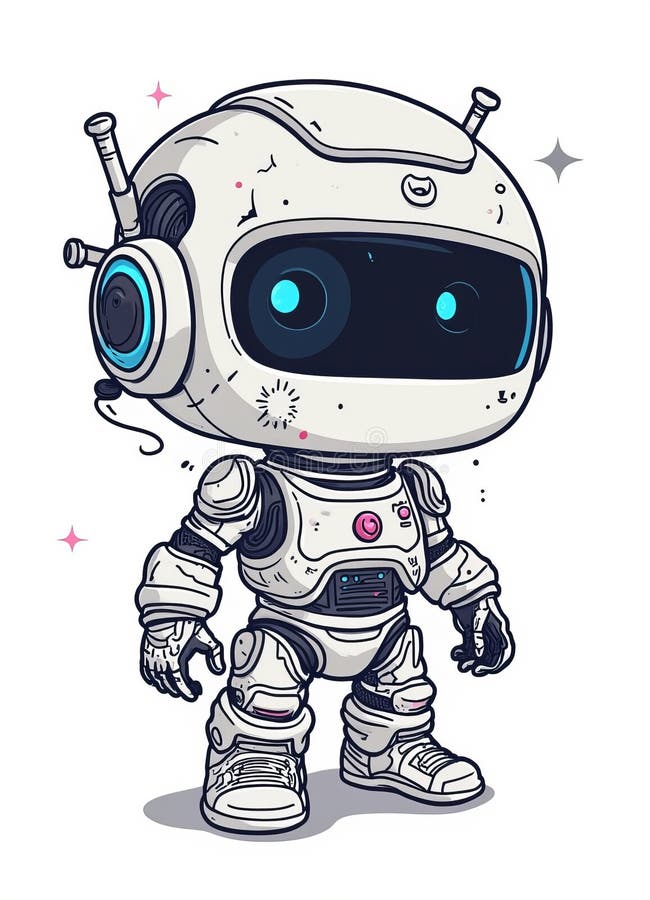 Cute Chibi Artificial Intelligence Character Isolated White Background ...