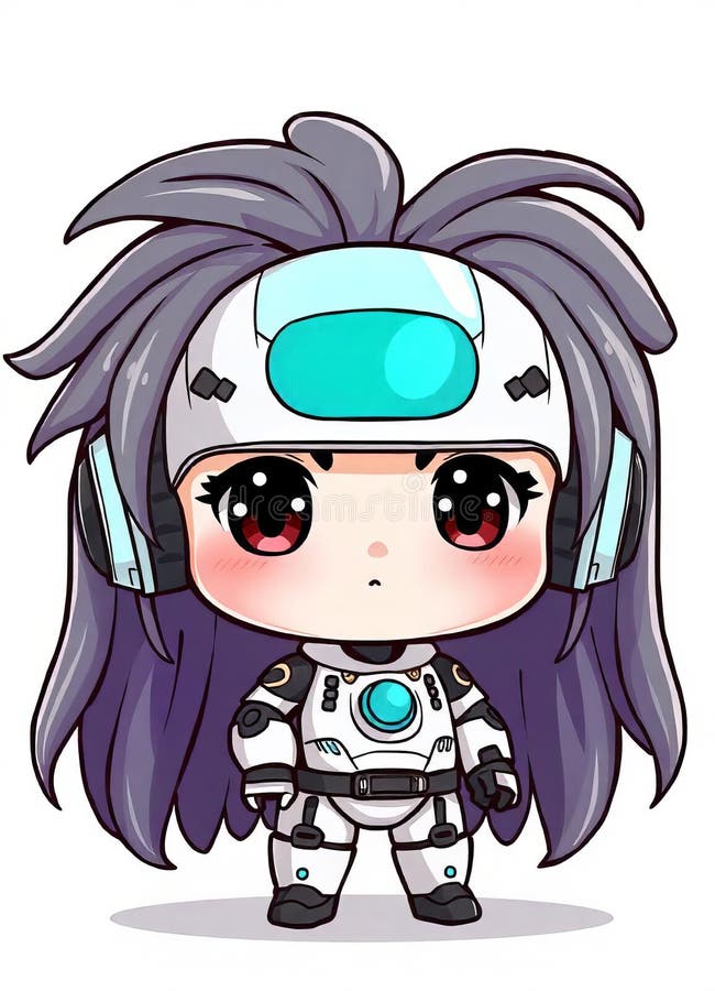 Cute Chibi Artificial Intelligence Character Isolated White Background ...