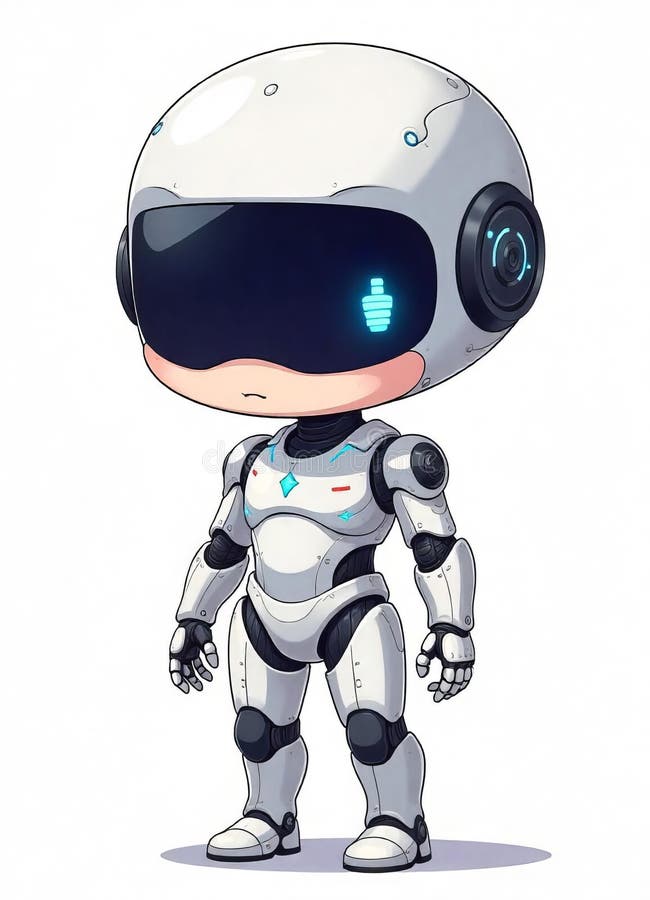 Cute Chibi Artificial Intelligence Character Isolated White Background ...
