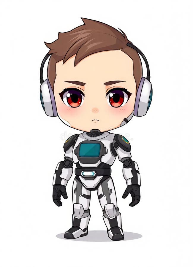 Cute Chibi Artificial Intelligence Character Isolated White Background ...
