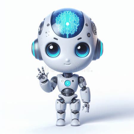 Cute Chibi Artificial Intelligence Character Isolated White Background ...