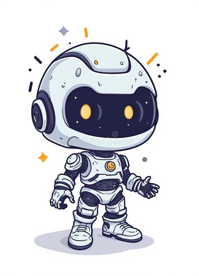 Cute Chibi Artificial Intelligence Character Isolated White Background ...