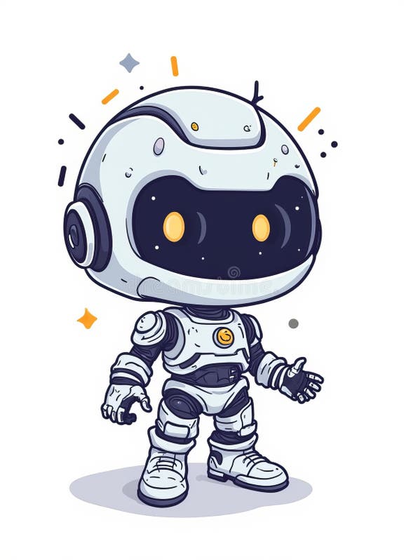 Cute Chibi Artificial Intelligence Character Isolated White Background ...