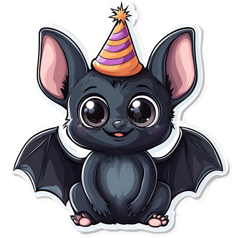 Cute Chibi Bat Sticker for Creative Projects Stock Illustration ...
