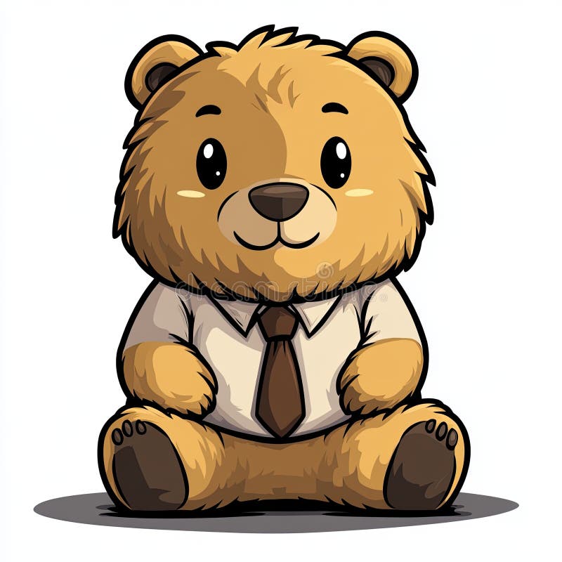 Cute Chibi Bear in Necktie Looking Professional and Friendly Stock ...