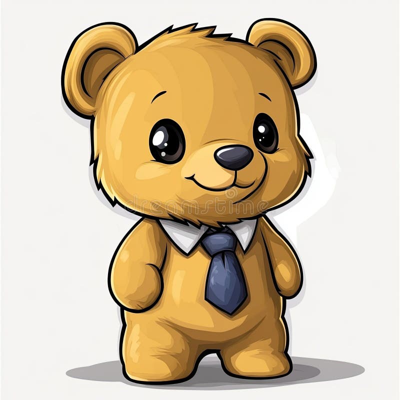 Cute Chibi Bear in Necktie Looking Professional and Friendly Stock ...