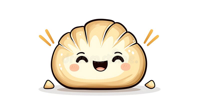 Cute Chibi Bread Loaf with Cheerful Expression Stock Illustration ...