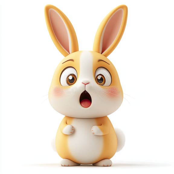 Cute Chibi Bunny with Big Eyes and Surprised Expression, Perfect for ...