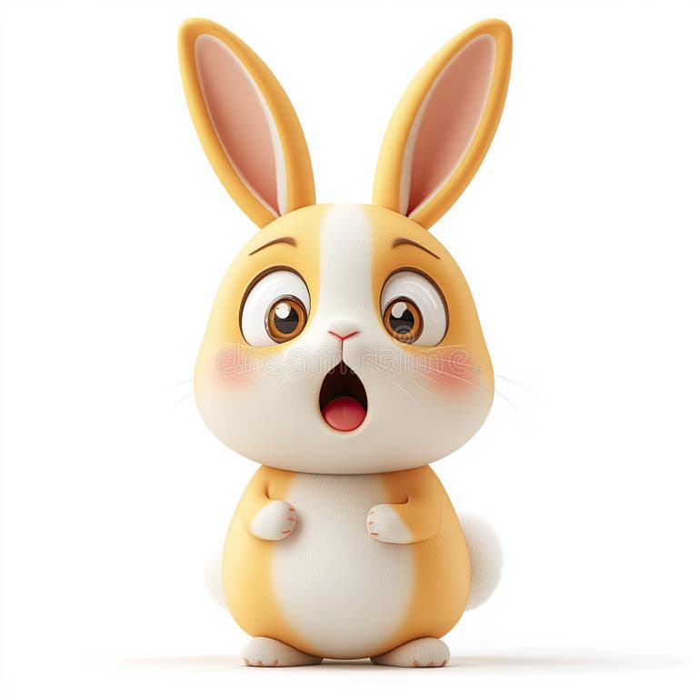 Cute Chibi Bunny with Big Eyes and Surprised Expression, Perfect for ...