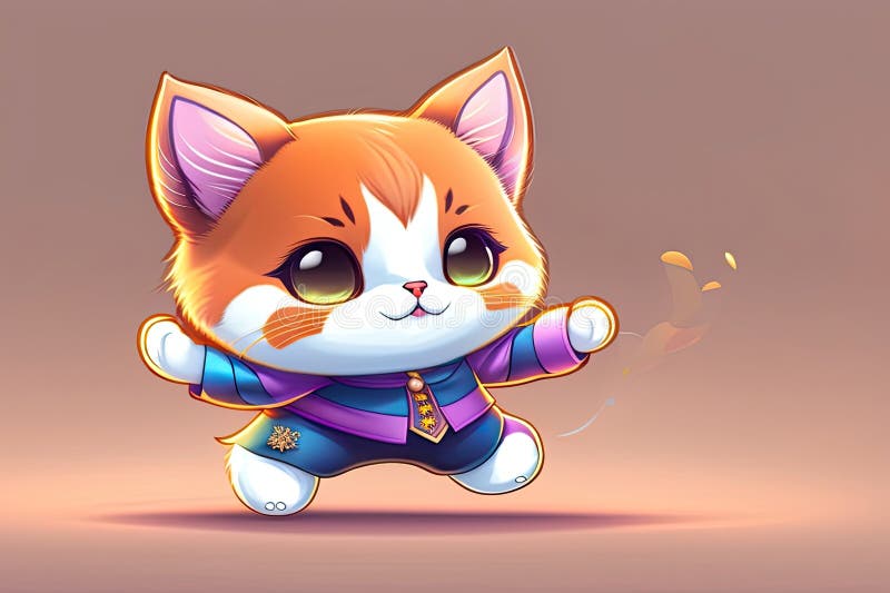 Cute Chibi Cartoon Cat Dance Stock Illustration - Illustration of ...