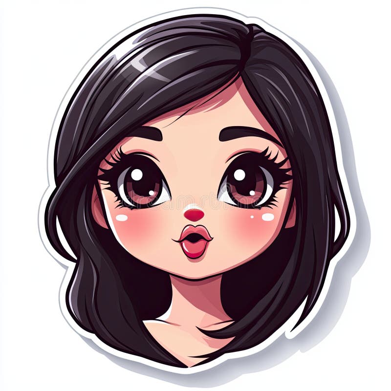 Cute Chibi Character with Big Eyes and Playful Expression Stock ...