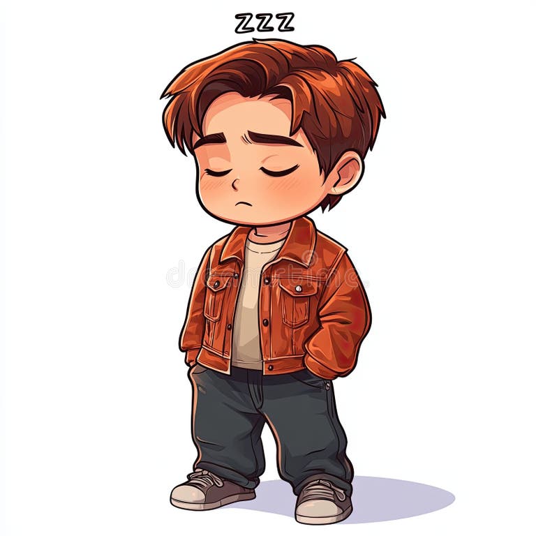 Cute Chibi Character Sleeping with Relaxed Expression and Stylish ...