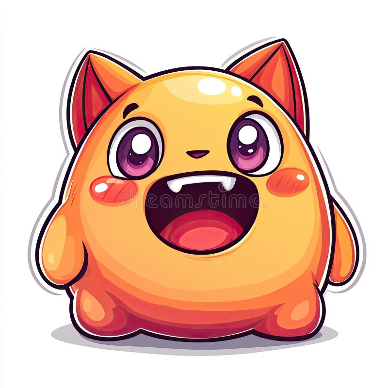 Cute Chibi Character with Wide Grin and Joyful Expression Stock ...