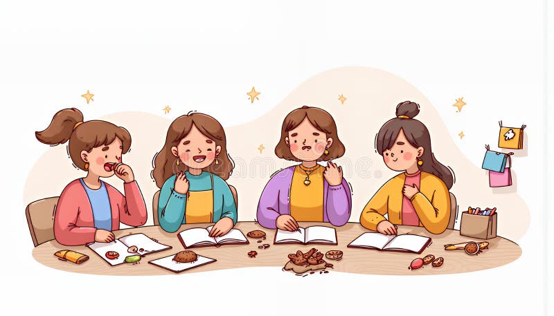 Cute Chibi Characters in a Design Studio Teamwork Session Stock ...