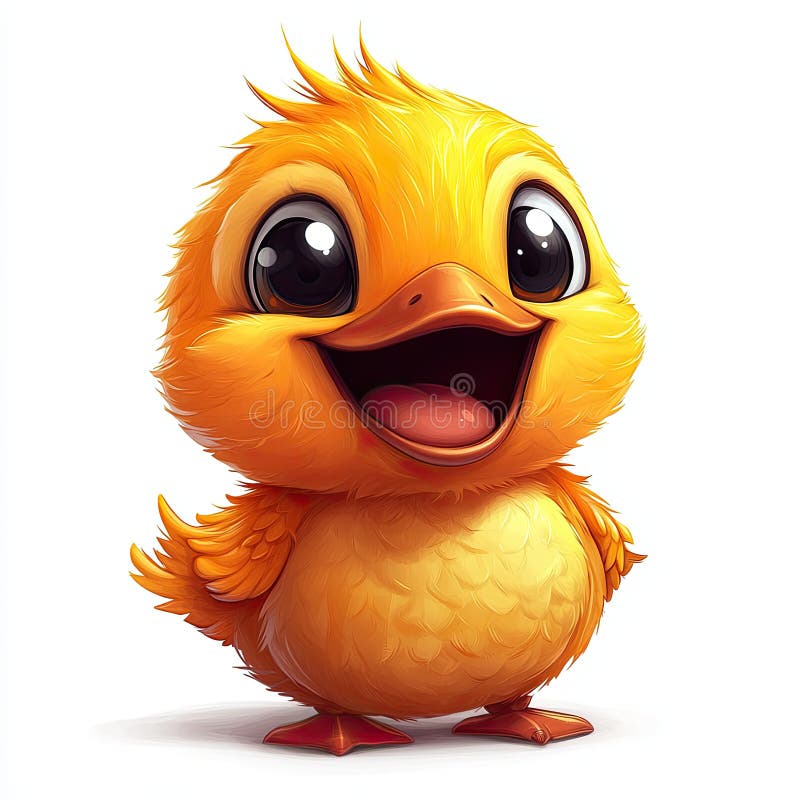 Cute Chibi Chick with Big Eyes and Joyful Expression, Making Funny Face ...