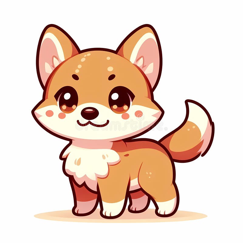 Cute Chibi Dingo Illustration in Flat Style on White Background ...