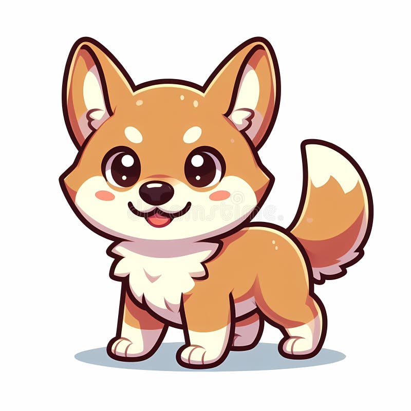 Cute Chibi Dingo Illustration in Flat Style on White Background ...