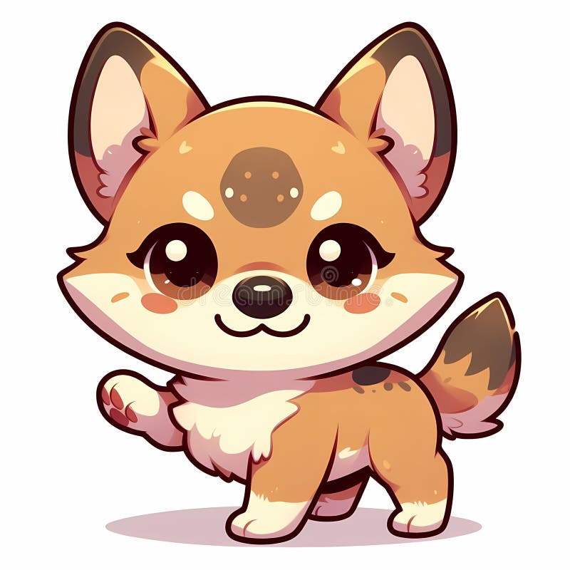 Cute Chibi Dingo Illustration in Flat Style on White Background ...
