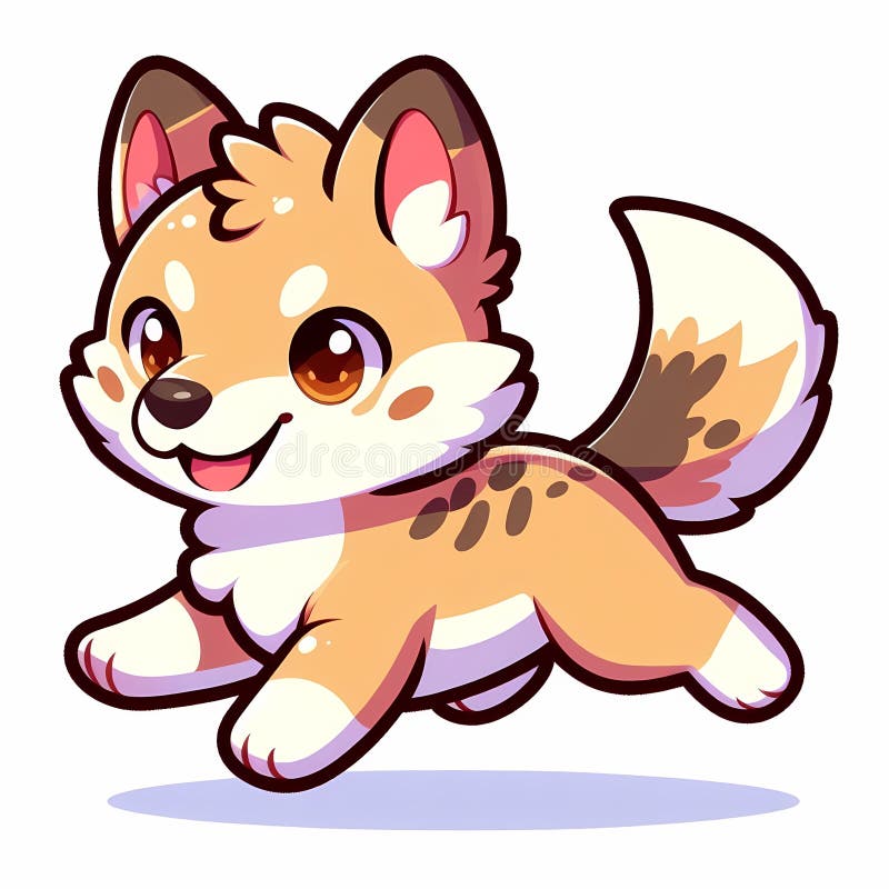 Cute Chibi Dingo Illustration in Flat Style on White Background ...