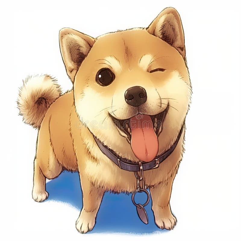 Cute Chibi Dog with Playful Expression and Wagging Tail Stock ...
