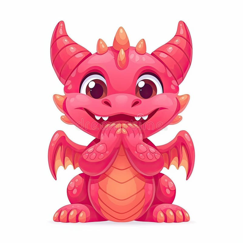Cute Chibi Dragon with Big Eyes and Small Wings, Looking Surprised ...