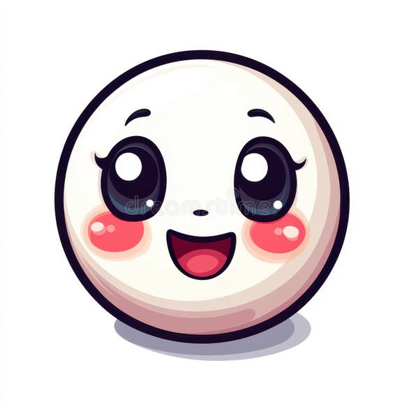 Cute Chibi Emoji with Big Eyes and Blushing Cheeks Stock Illustration - Illustration of round ...