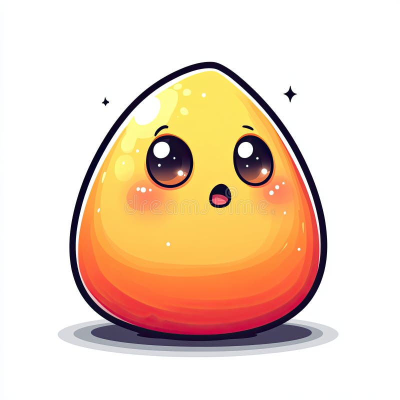 Cute Chibi Emoji with Blushing Cheeks and Sparkles Stock Illustration ...