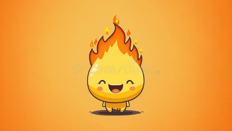 Cute Chibi Flame. Cartoon Happy Drawn Characters Stock Image - Image of ...
