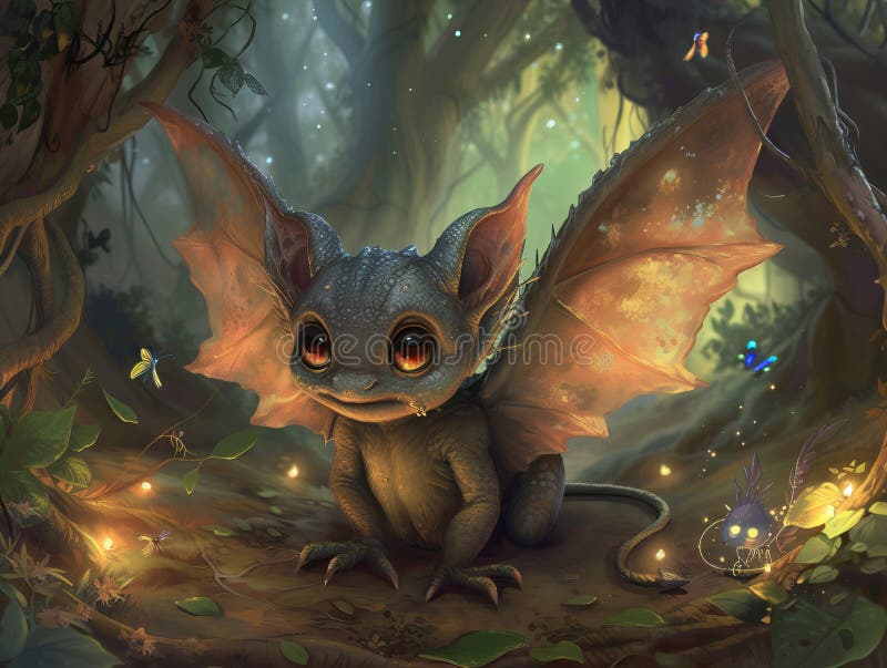 Magical gargoyle in forest stock illustration. Illustration of ...