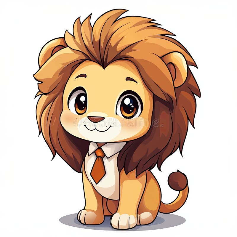 Cute Chibi Lion in Necktie Looking Professional and Friendly Stock ...