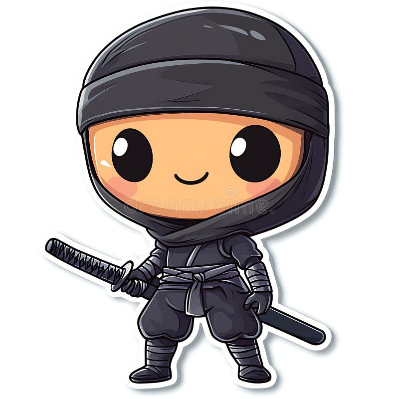 Cute Chibi Ninja Sticker for Creative Projects Stock Illustration ...