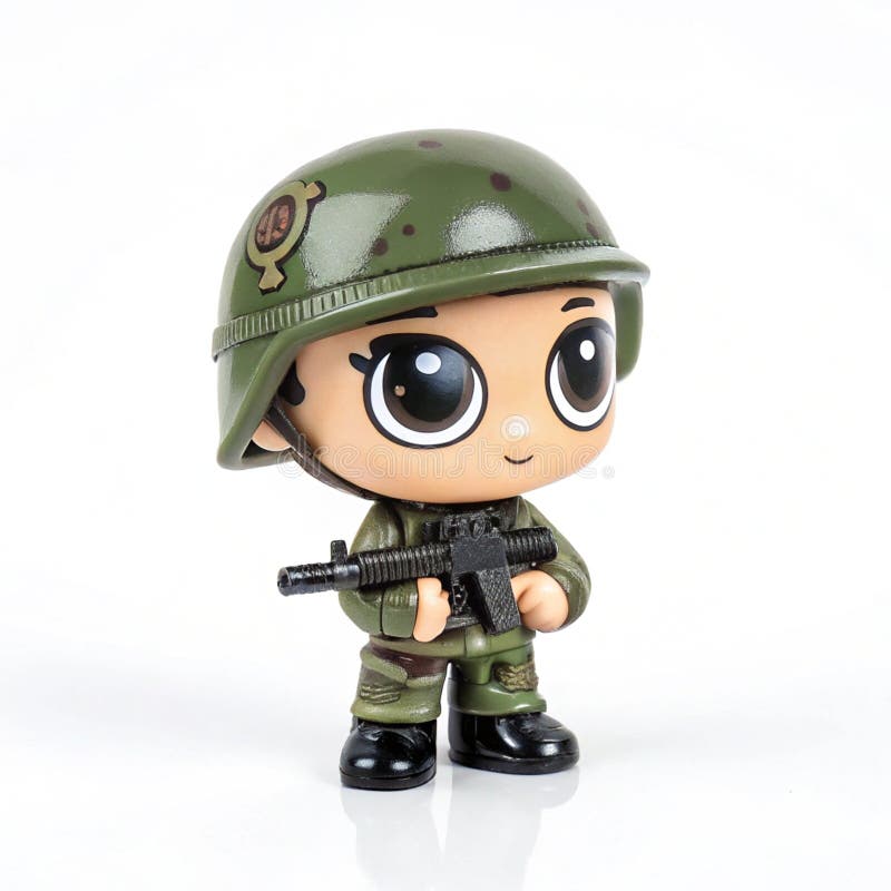 Cute Chibi Soldier Aislado En Fondo Blanco Stock de ilustración ...