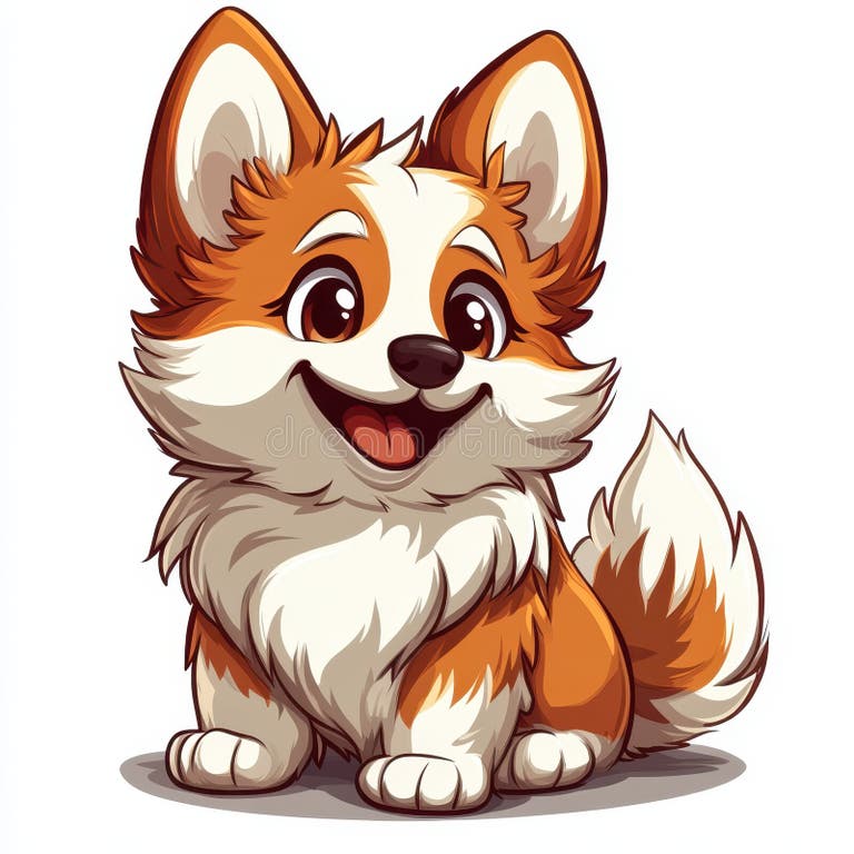 Cute Chibi Style Dog with Joyful Expression Stock Illustration ...