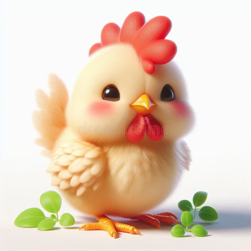 A Realistic 3D Animation Cute Chick with White Background Stock ...