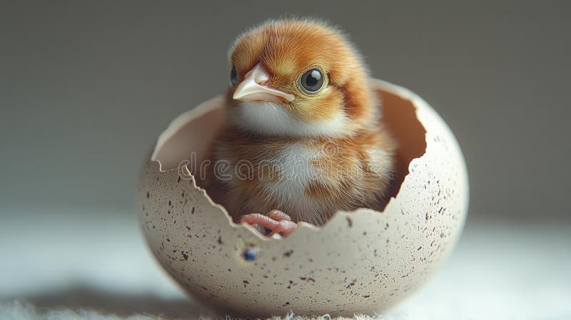 Cute Chick Emerging from Egg Generative AI Stock Illustration ...