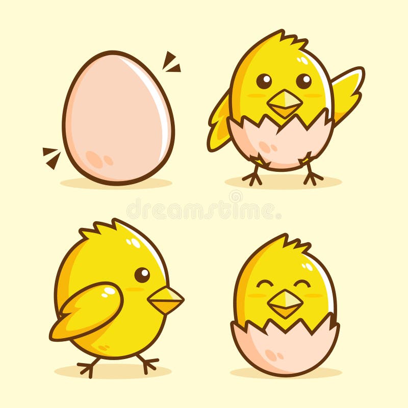 Cute Chick Hatch Cartoon Collection Stock Vector - Illustration of ...