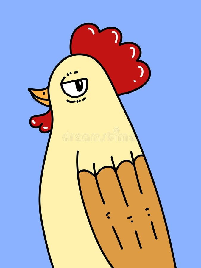 Cute Chicken Cartoon on Blue Background Stock Illustration ...